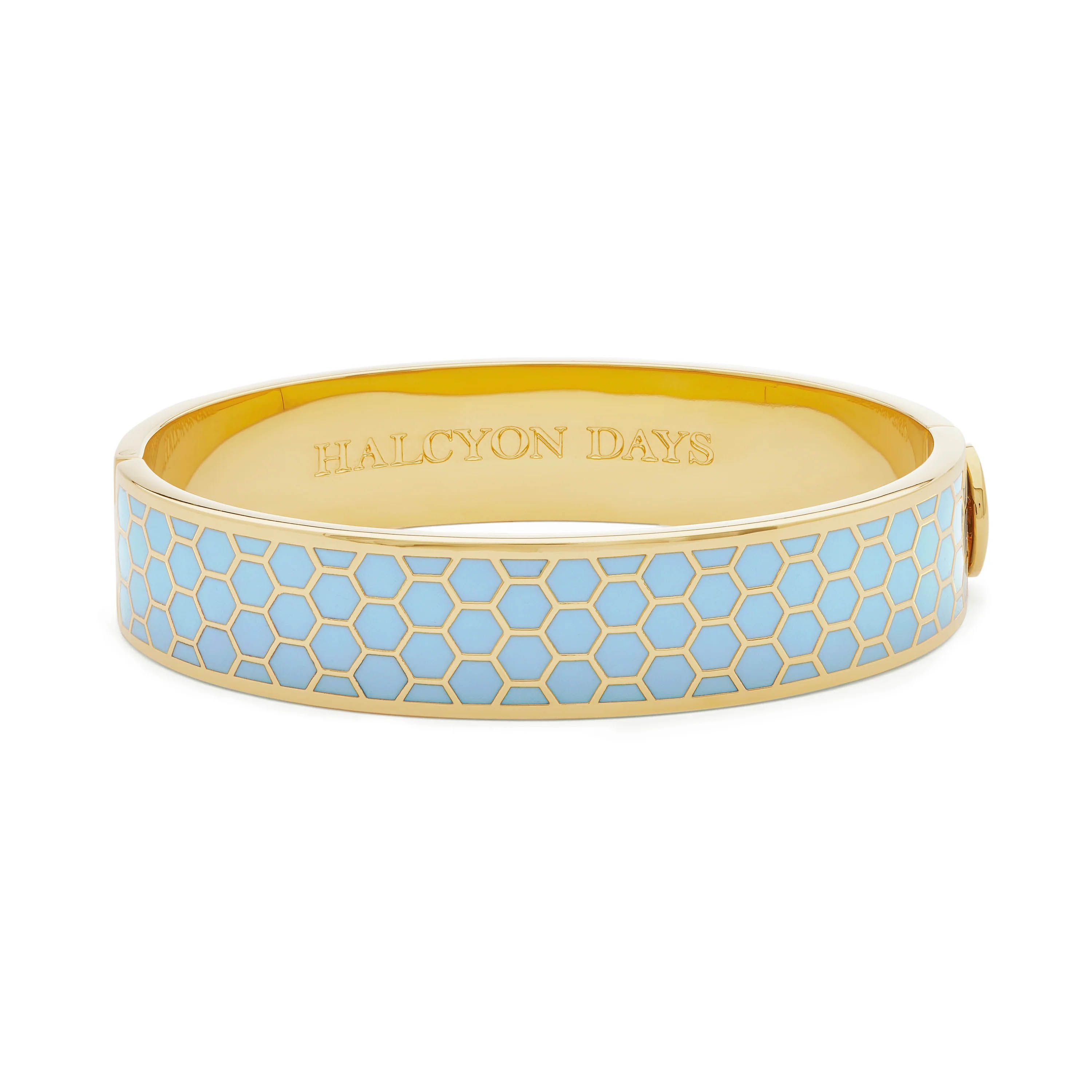 Honeycomb Light Blue & Gold Bangle