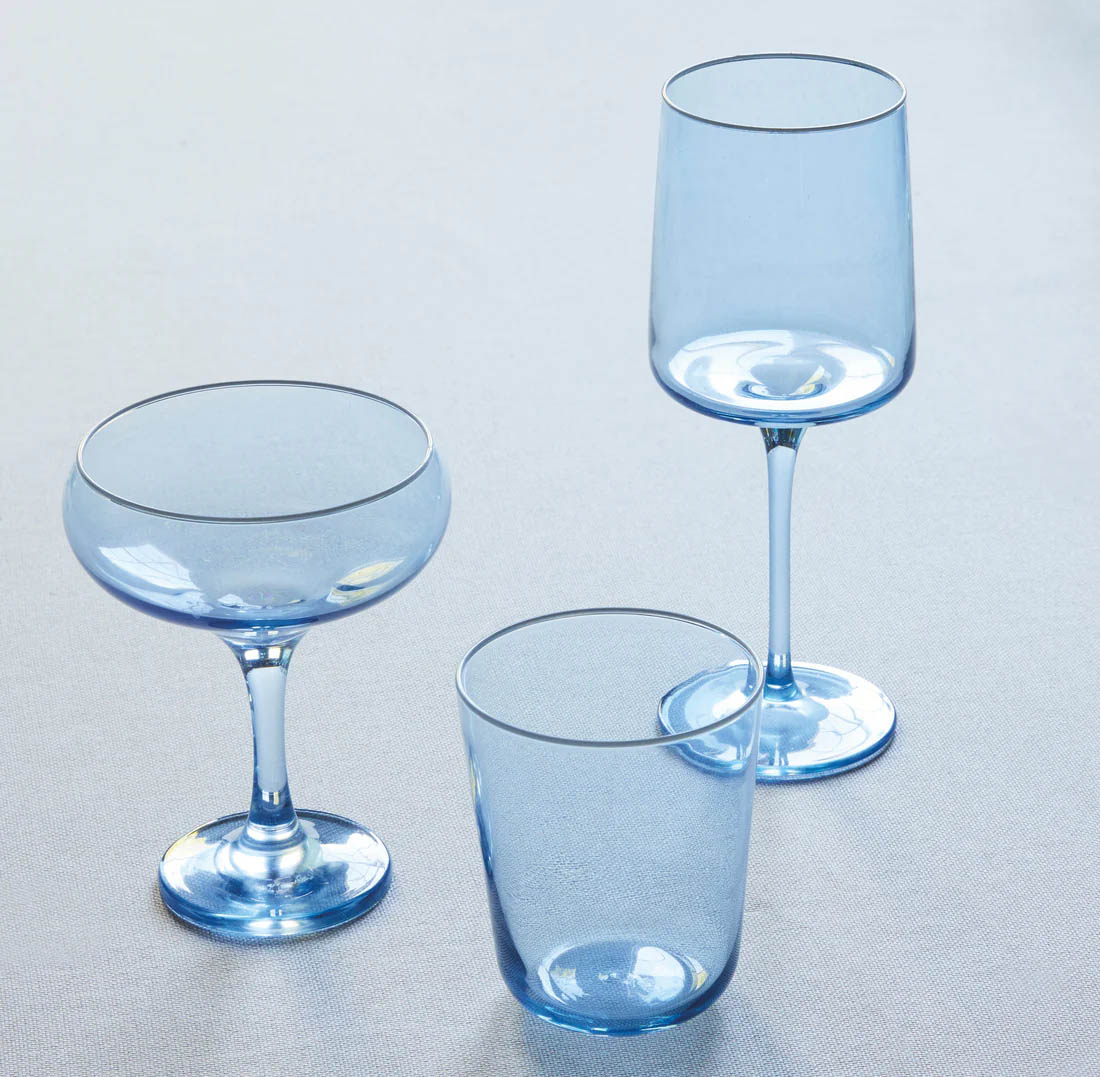 Fine Line Blue Wine Glass
