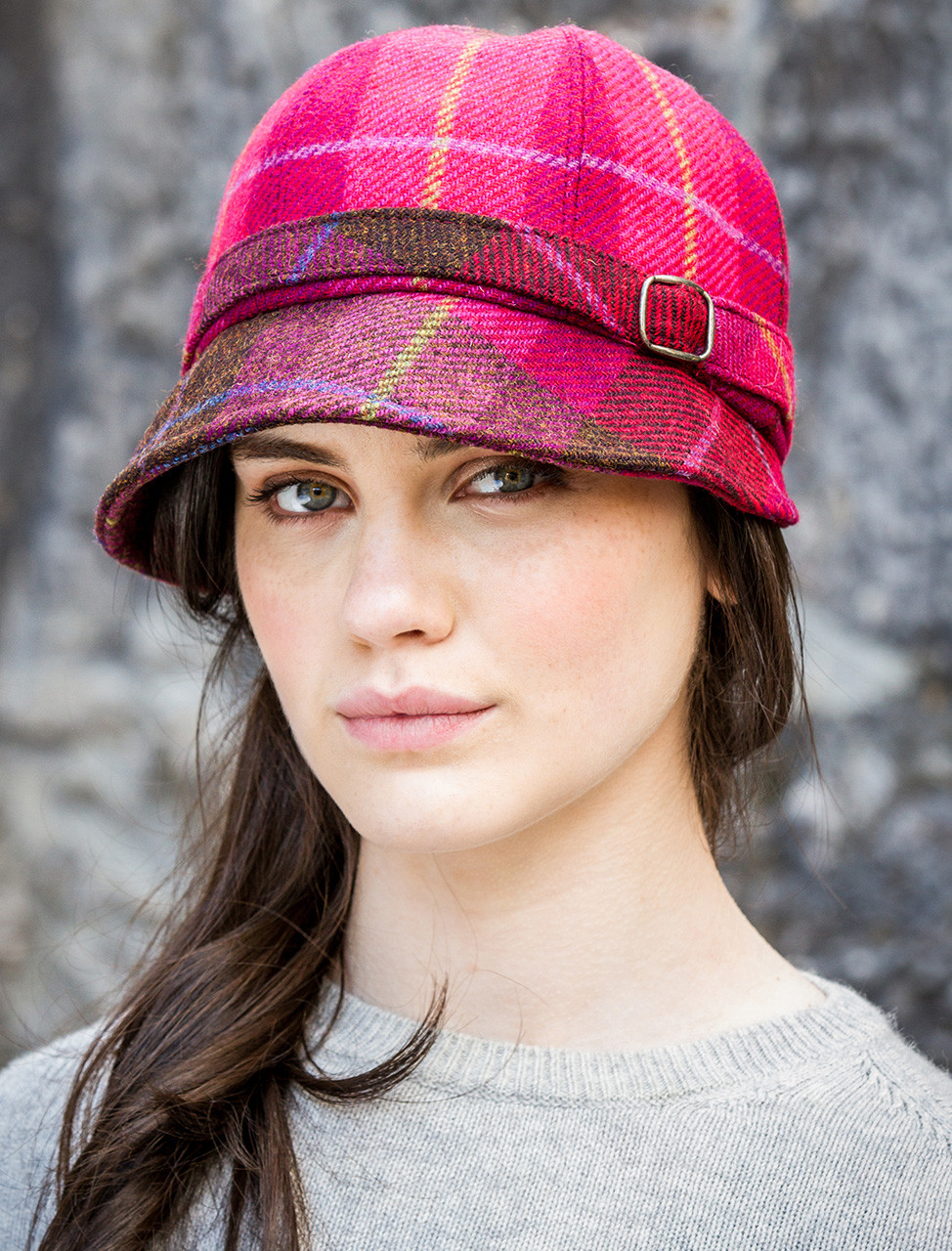 Tweed Flapper Cap - Pink Plaid