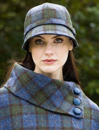 Tweed Flapper Cap - Navy & Forest