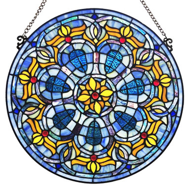 Ophelia Blue Stained Glass Window Panel