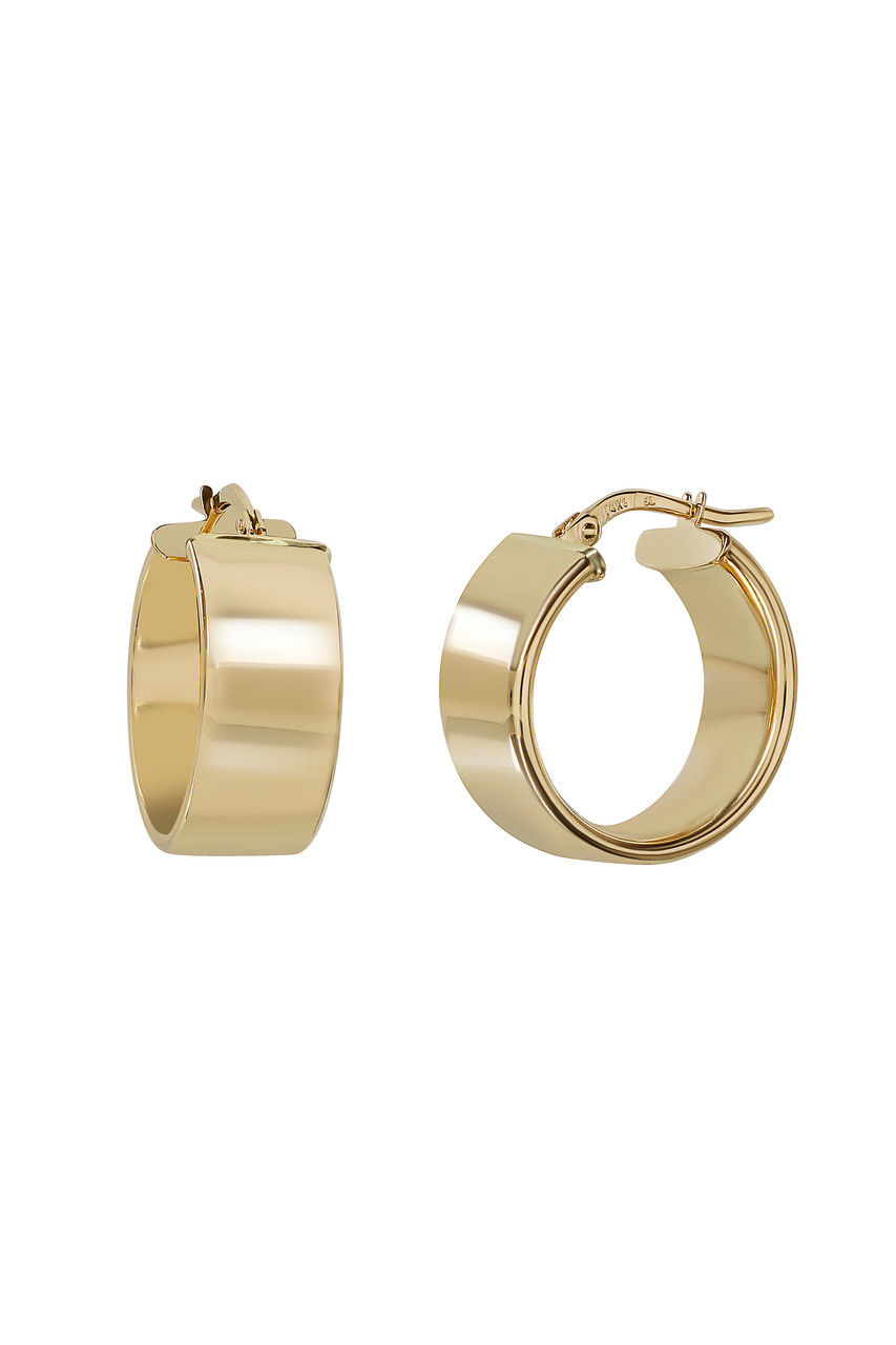 14K Yellow Gold Small Wide Hoop Earrings