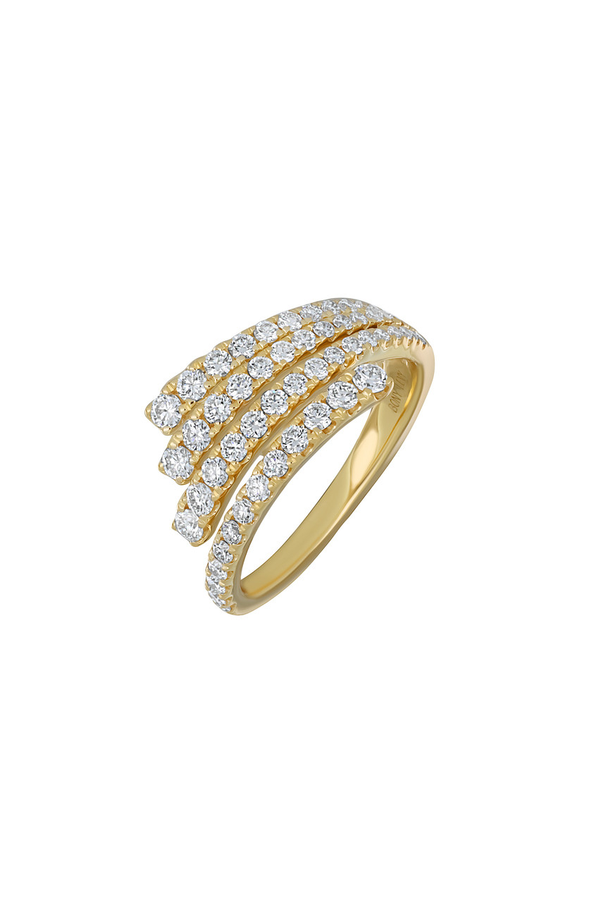 18K Yellow Gold Natural Diamond Bardot Cascading Bypass Ring