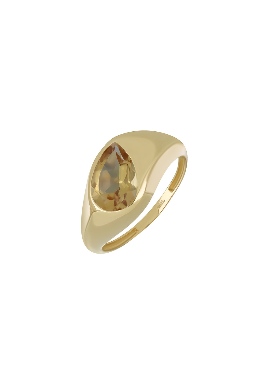 14K Yellow Gold Citrine Bony Levy Color Chunky Trend Ring