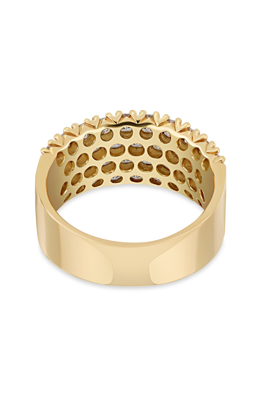 18K Rose Gold Natural Diamond Opulent 4-Row Statement Ring