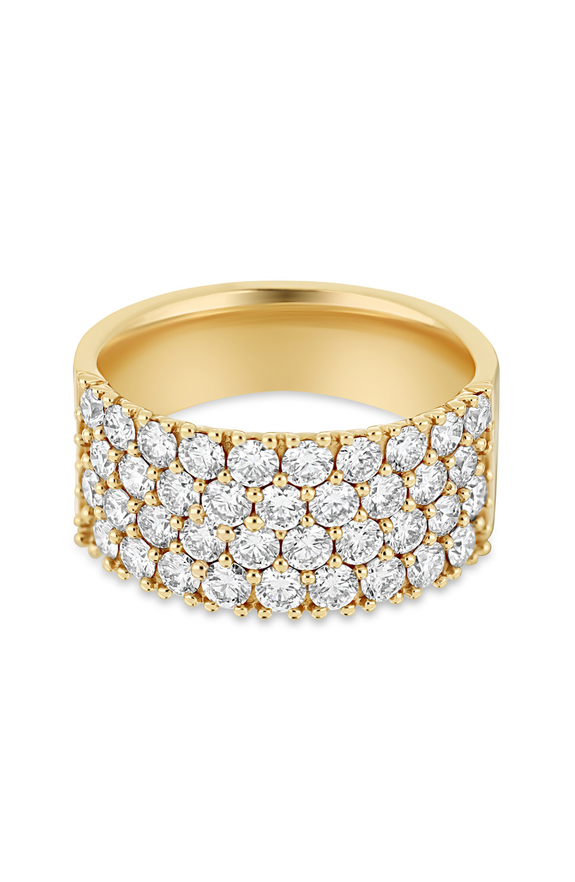18K Rose Gold Natural Diamond Opulent 4-Row Statement Ring