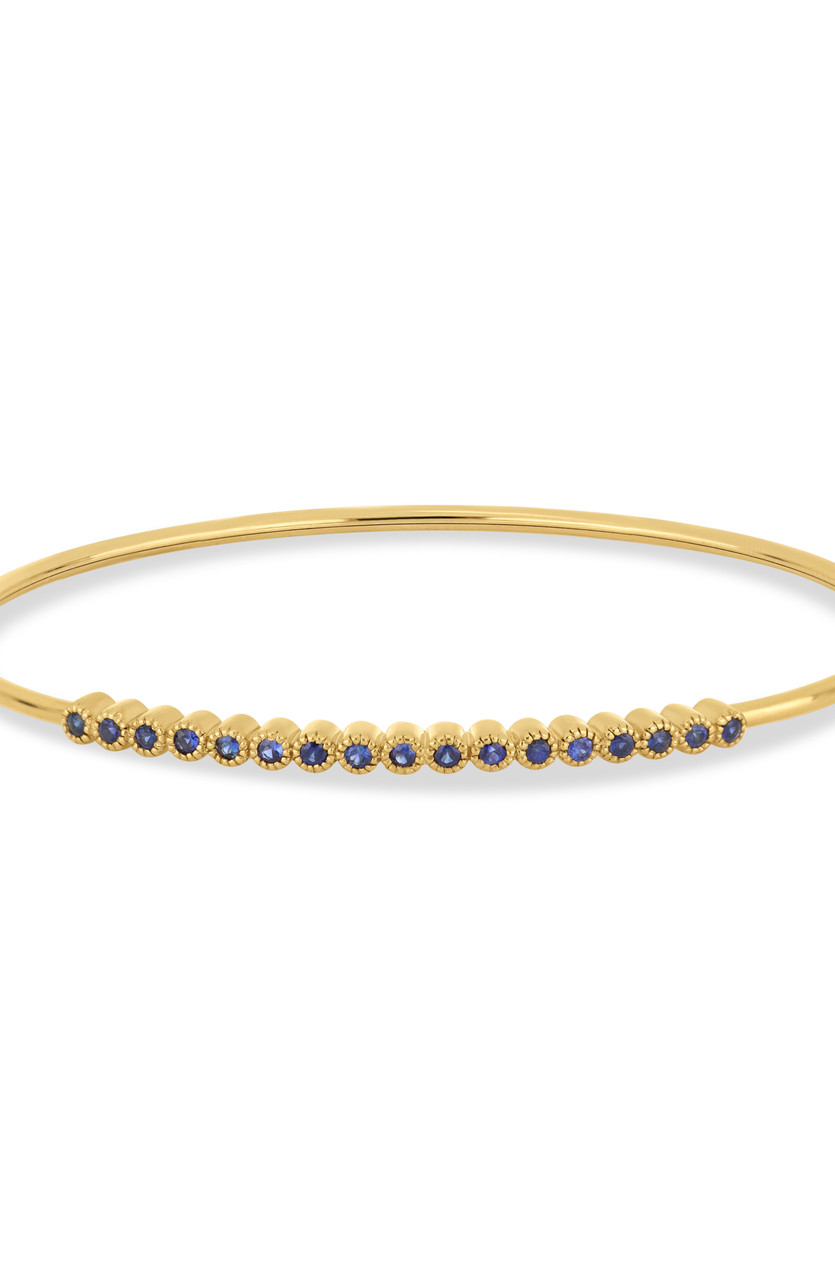 18K Yellow Gold El Mar Sapphire Minimalist Bangle Bracelet