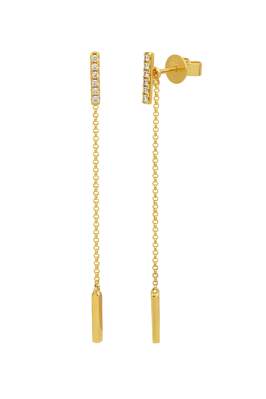 18K Yellow Gold Natural Diamond Aviva Linear Earrings