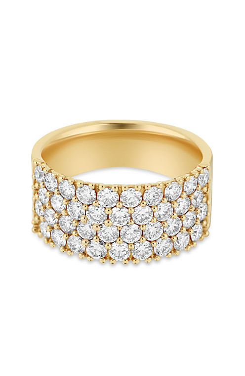 18K Rose Gold Natural Diamond Opulent 4-Row Statement Ring