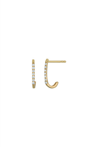 18K Yellow Gold Natural Diamond Shaped "J" Stud Earrings