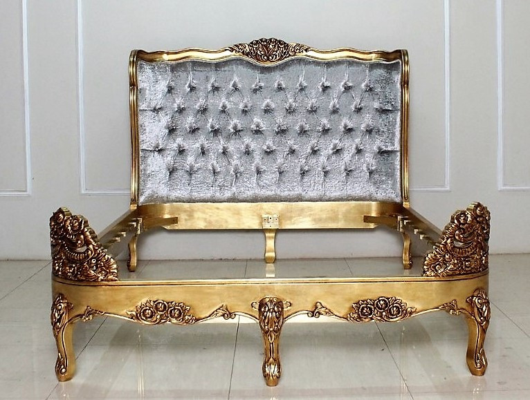 versailles luxury upholstered gold bed