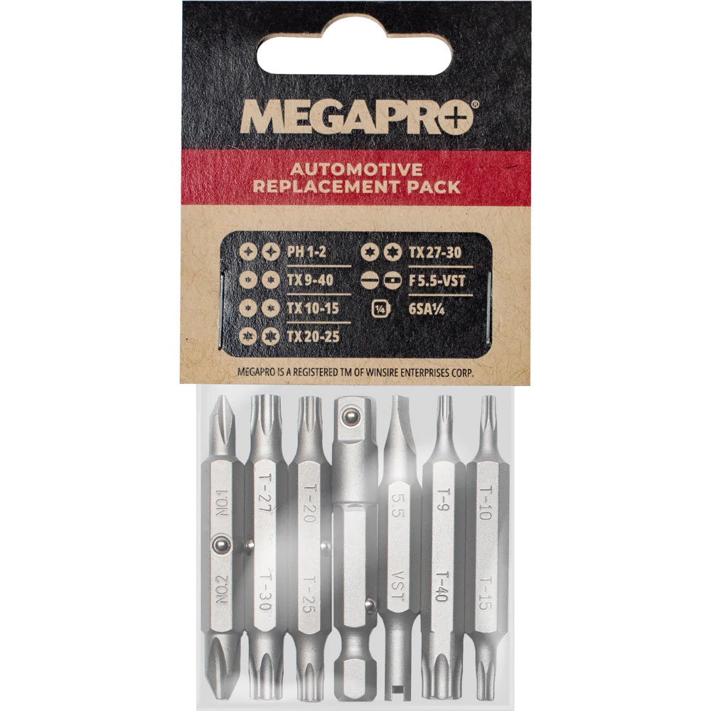 Megapro Replacement Bit Pack - The Automotive, 6 Double Ended Bits ...