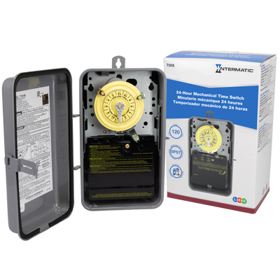 Intermatic T101R, 24-Hour Mechanical Time Switch, 120 VAC, 60Hz, SPST ...