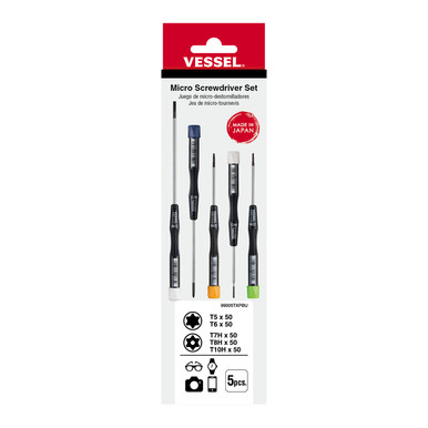 Vessel 99005TXPBU, Micro Torx Screwdriver Set (5PC) - WhaleSupply.com