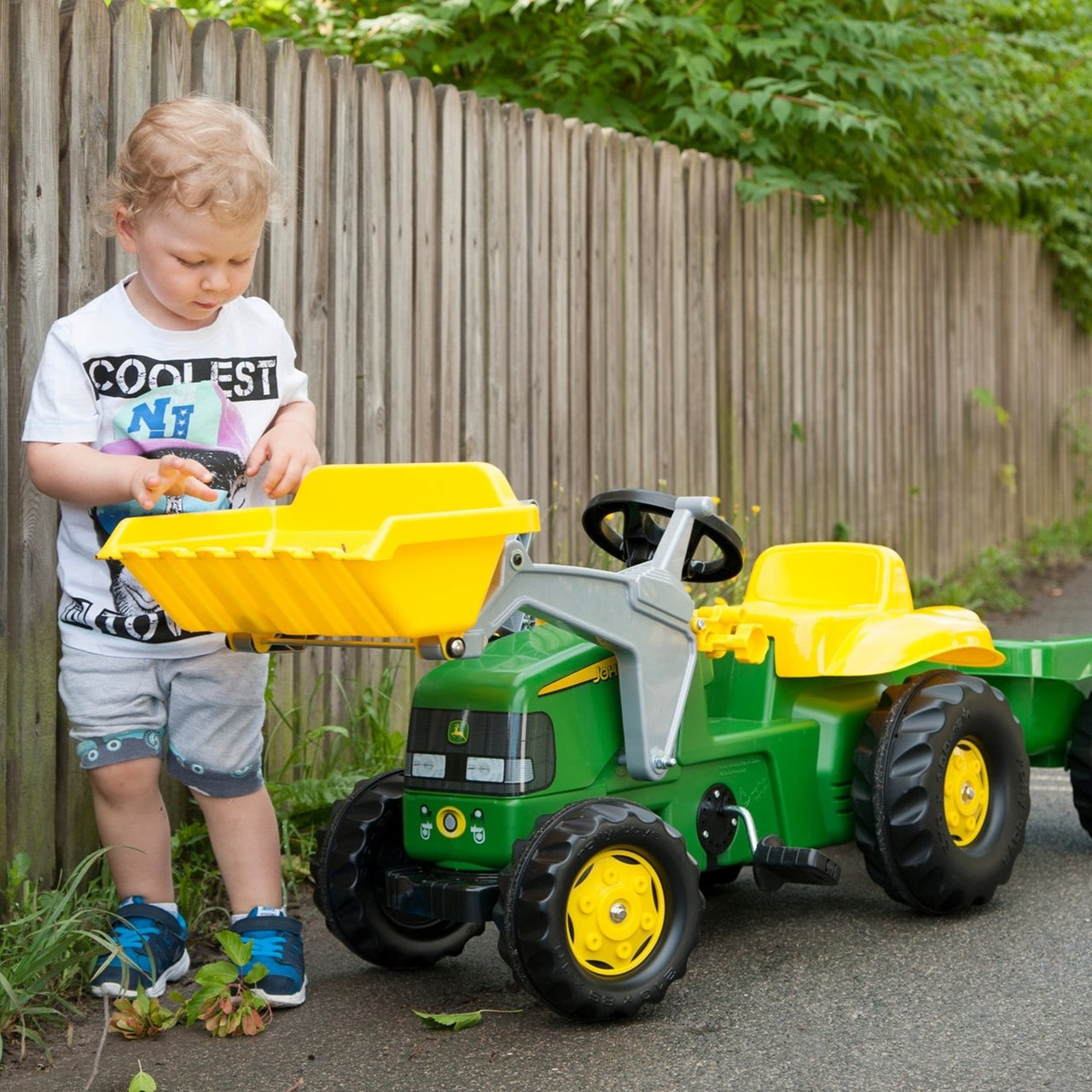 John Deere Front Loader Pedal Tractor with Trailer - Endeavour Toys