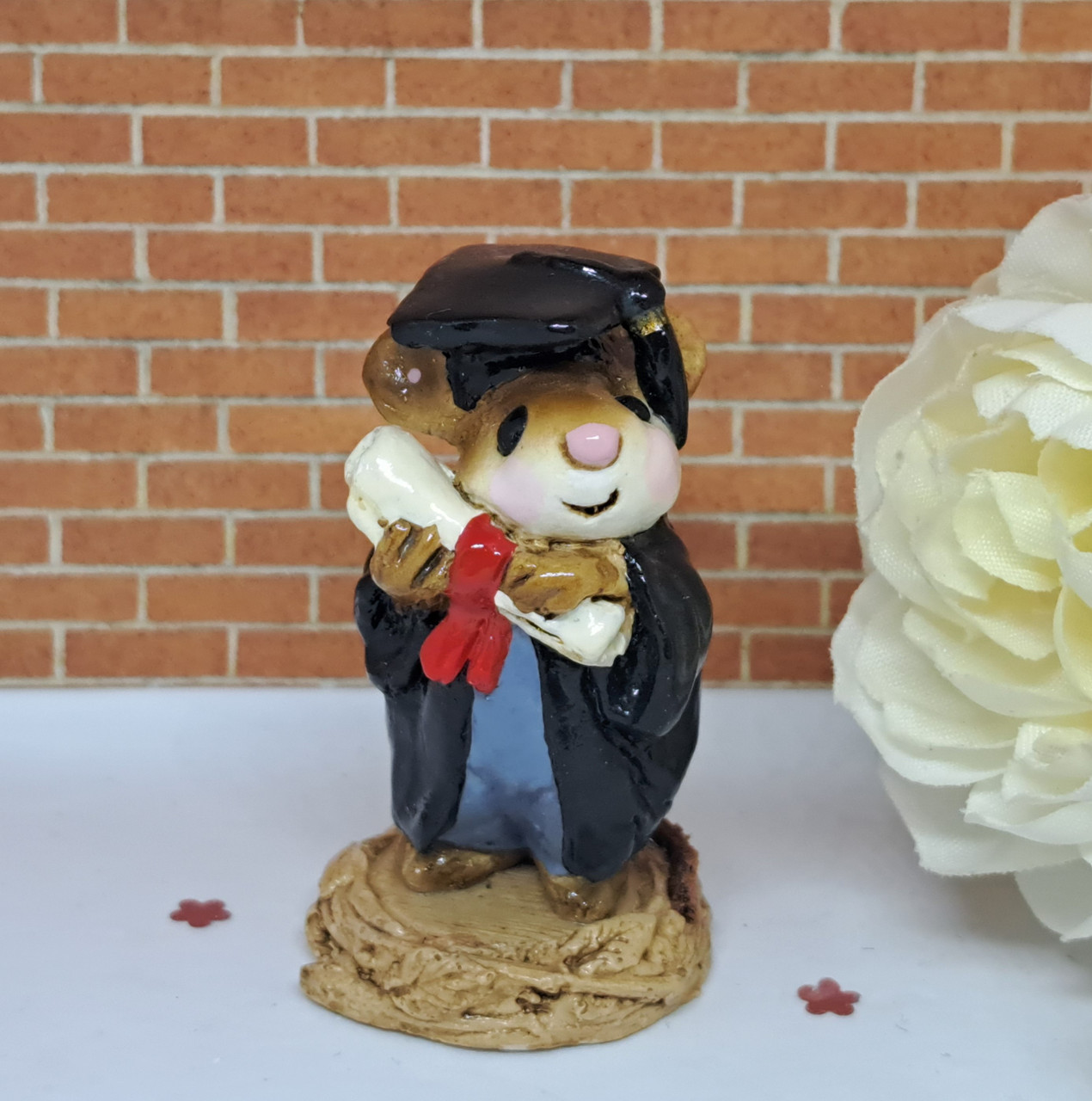 Wee Forest Folk Miniatures M-058 - Graduate Mouse (Black) - Endeavour Toys