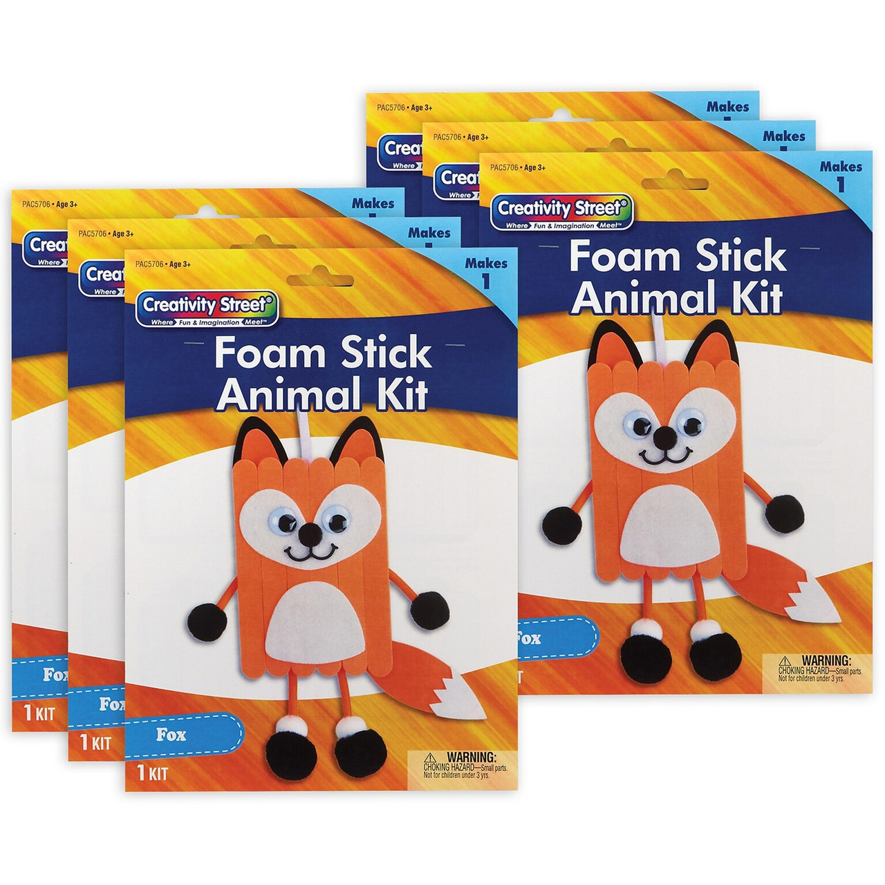 Fox Foam and Popsicle Stick Animal Kit - Set of 6 - Endeavour Toys
