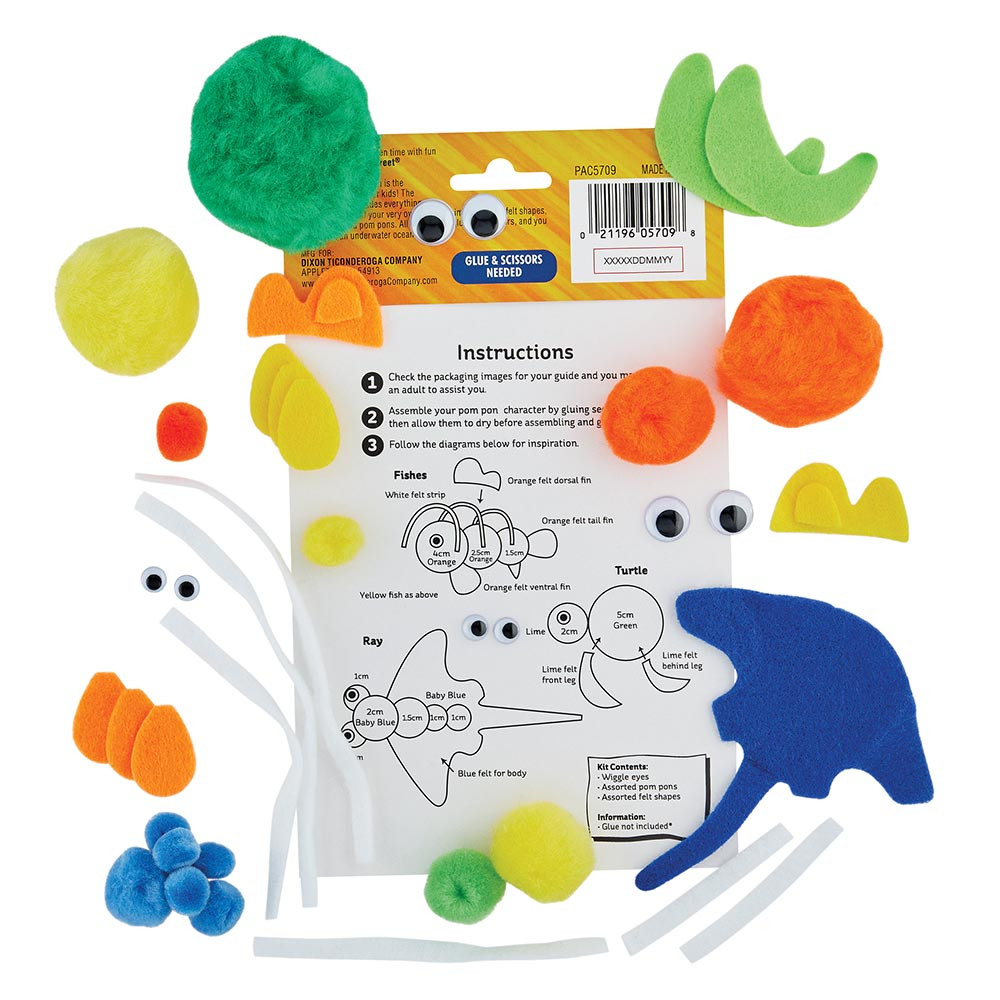 Ocean Animals Pom Pon Animal Kit - Set of 6 - Endeavour Toys