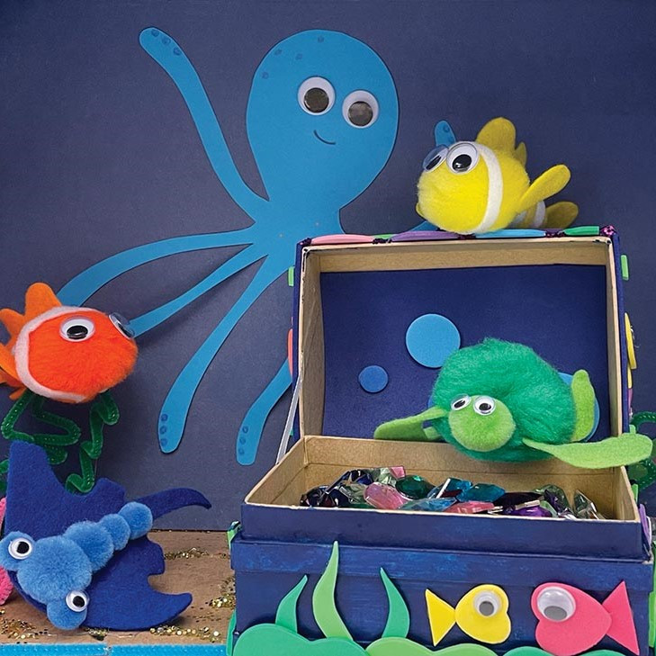 Ocean Animals Pom Pon Animal Kit - Set of 6 - Endeavour Toys