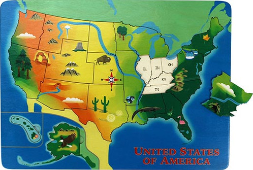 U.S. Map Lift and Learn Puzzle - Endeavour Toys