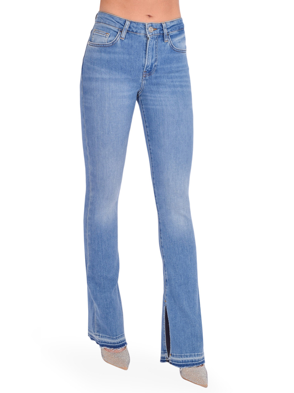 FRAME Le Mini Boot High Rise Bootcut Jean in Wavey Blue