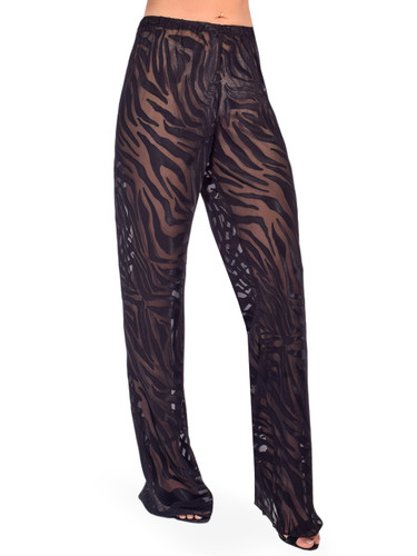L'AMARQUE Becky Zebra Sheer Pant in Black