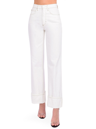 FRAME Rolled High Rise Jean in Ecru