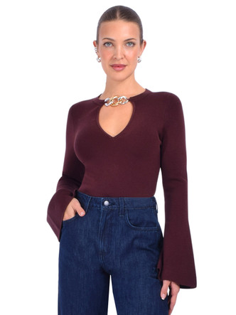 Simkhai Evren Wool Top in Mahogany