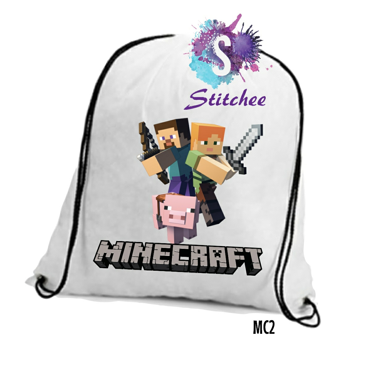 Minecraft Personalised drawstring bags