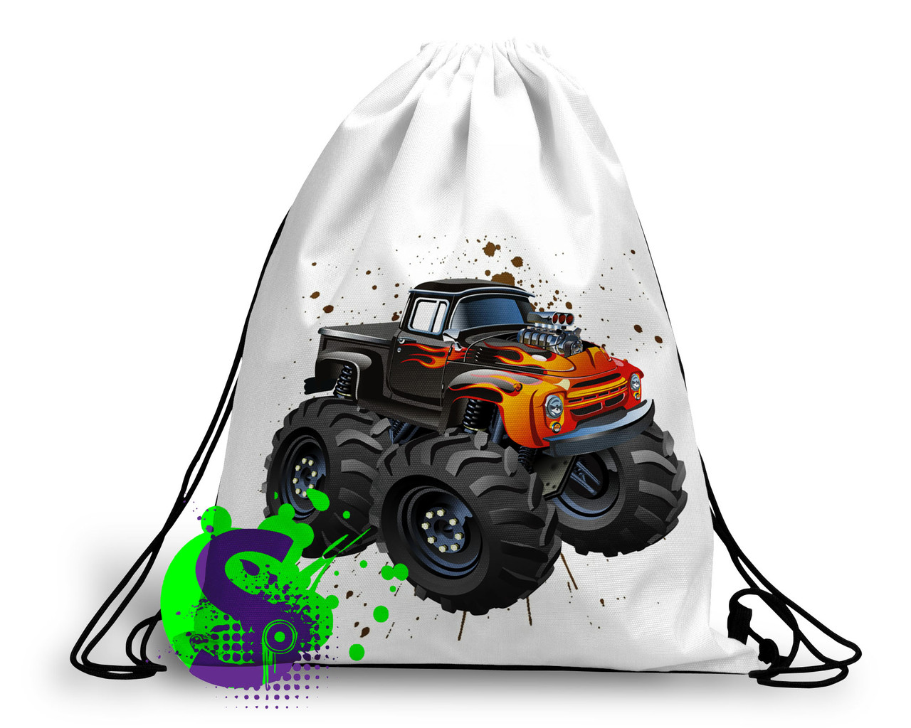 Personalised Monster truck drawstring bag