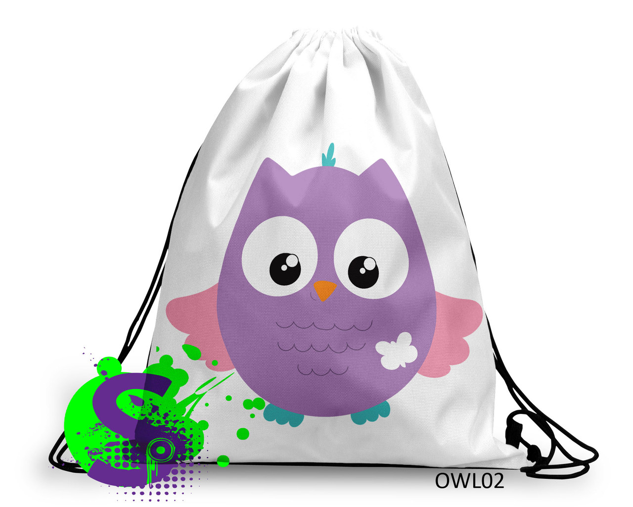 Owl drawstring bag
