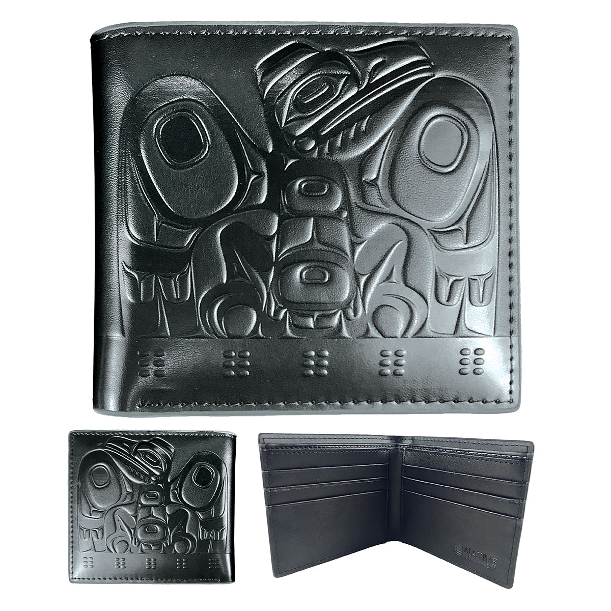 Leather Embossed Wallet - Raven Box, Allan Weir, Haida | Native Northwest