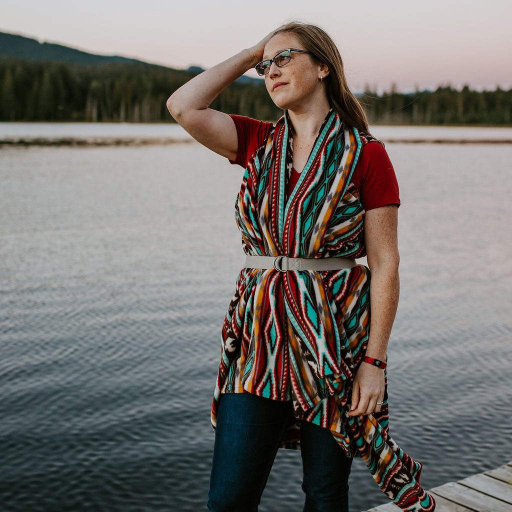 Multi-Use Fleece Cape - Salish Weaving - Spirit of the Sky, Leila ...
