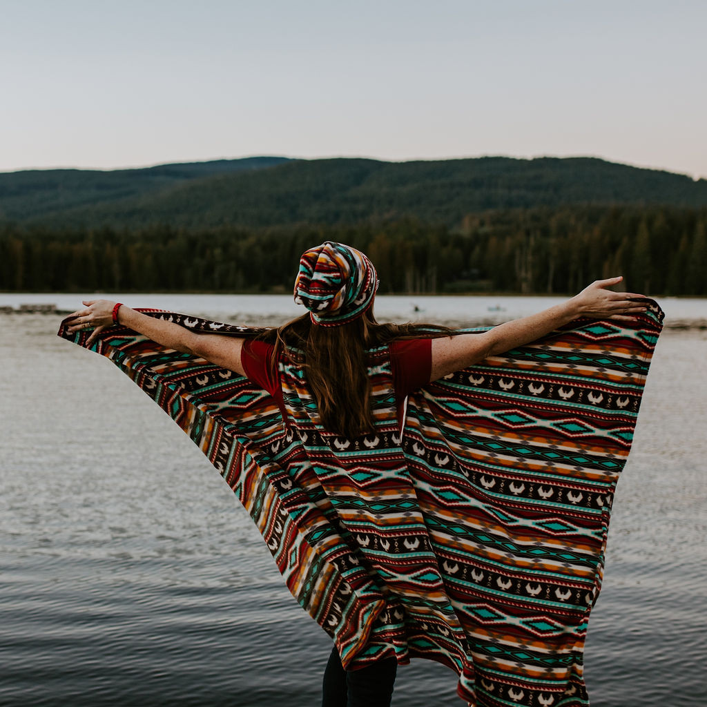 Multi-Use Fleece Cape - Salish Weaving - Spirit of the Sky, Leila ...