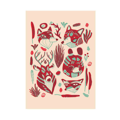 Postcard - Woodland Animals, Joshua Mangeshig Pawis-Steckley, Ojibway ...
