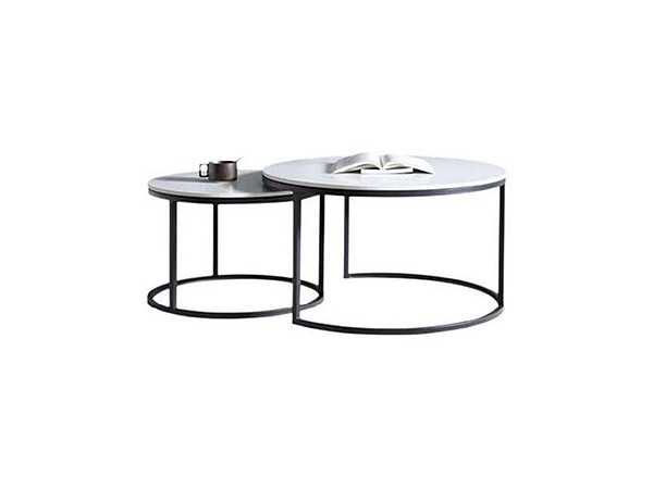 Tesla 2 Piece Sintered Stone Coffee Table with Black Frame