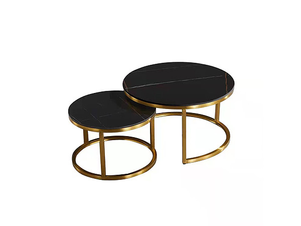 Tesla 2 Piece Sintered Stone Coffee Table with Gold Frame