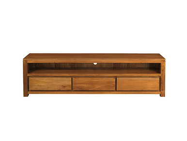 Amsterdam 3 Drawer Solid Mahogany TV Unit 190cm in Light Pecan