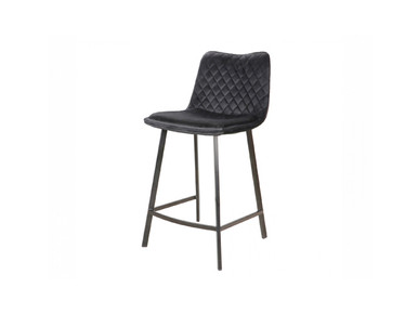 Kenya Bar Stool in Black Velvet Upholstery