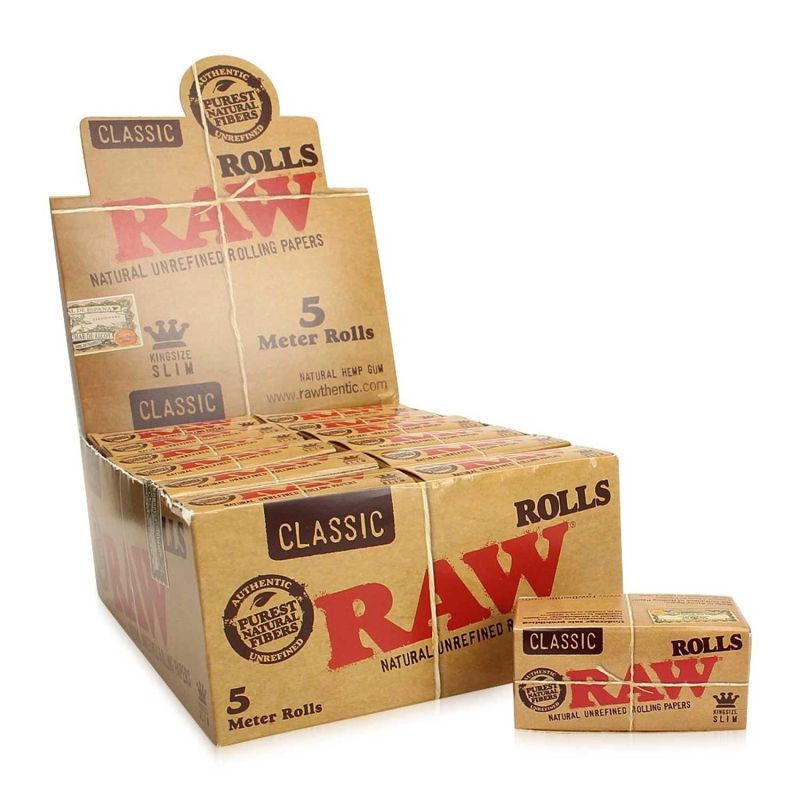 RAW CLASSIC KING SIZE SLIM 5 METER ROLLS - 24CT DISPLAY