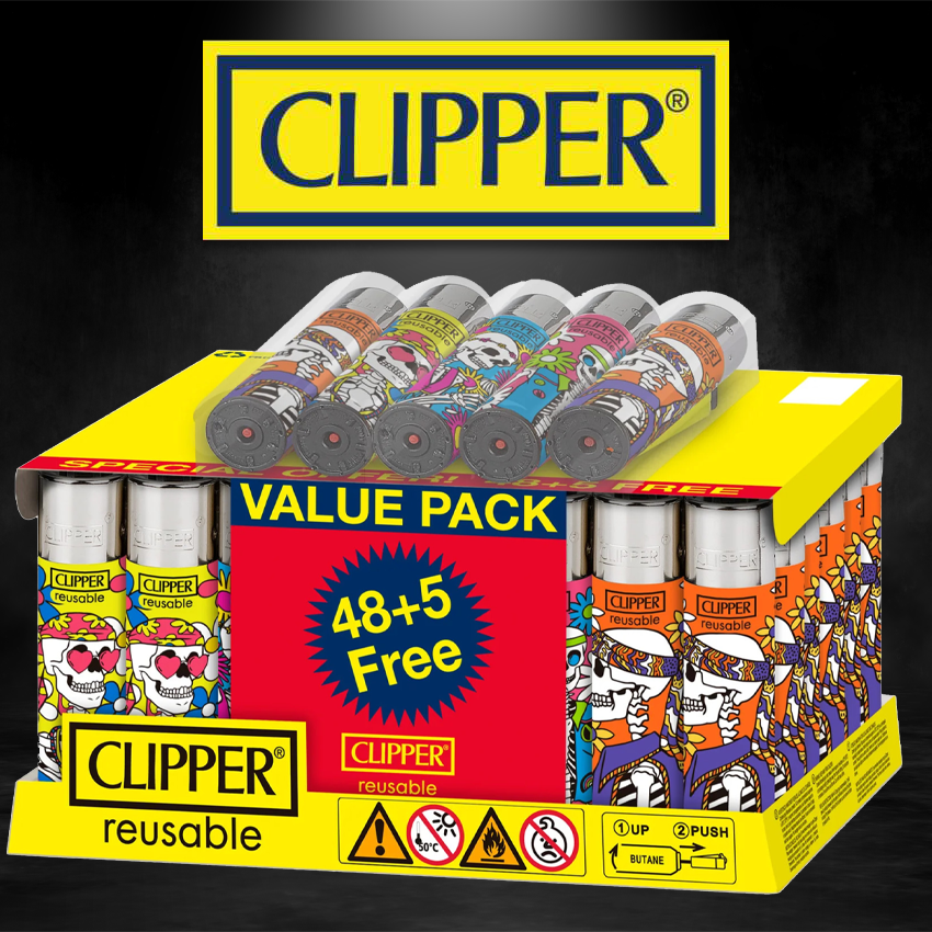 CLIPPER CLASSIC LARGE PRINTED HIPPIE THEME - 48CT DISPLAY - World Wholesale