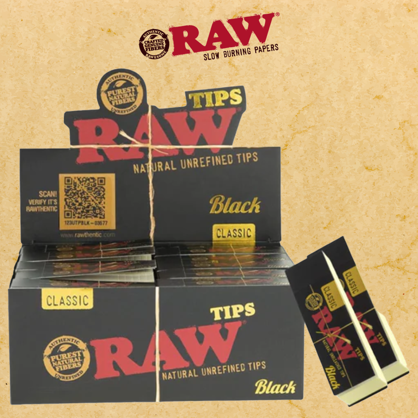 RAW BLACK CLASSIC UNREFINED TIPS - 50CT (RAW94) - World Wholesale