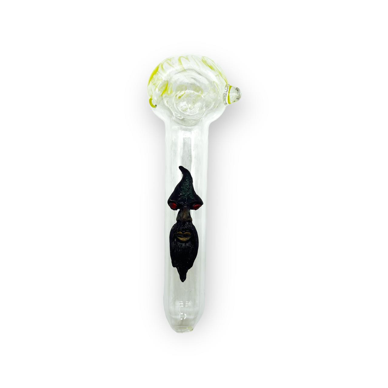 CLEAR GLASS WIZARD FACE 8" HANDPIPE (HP100482)