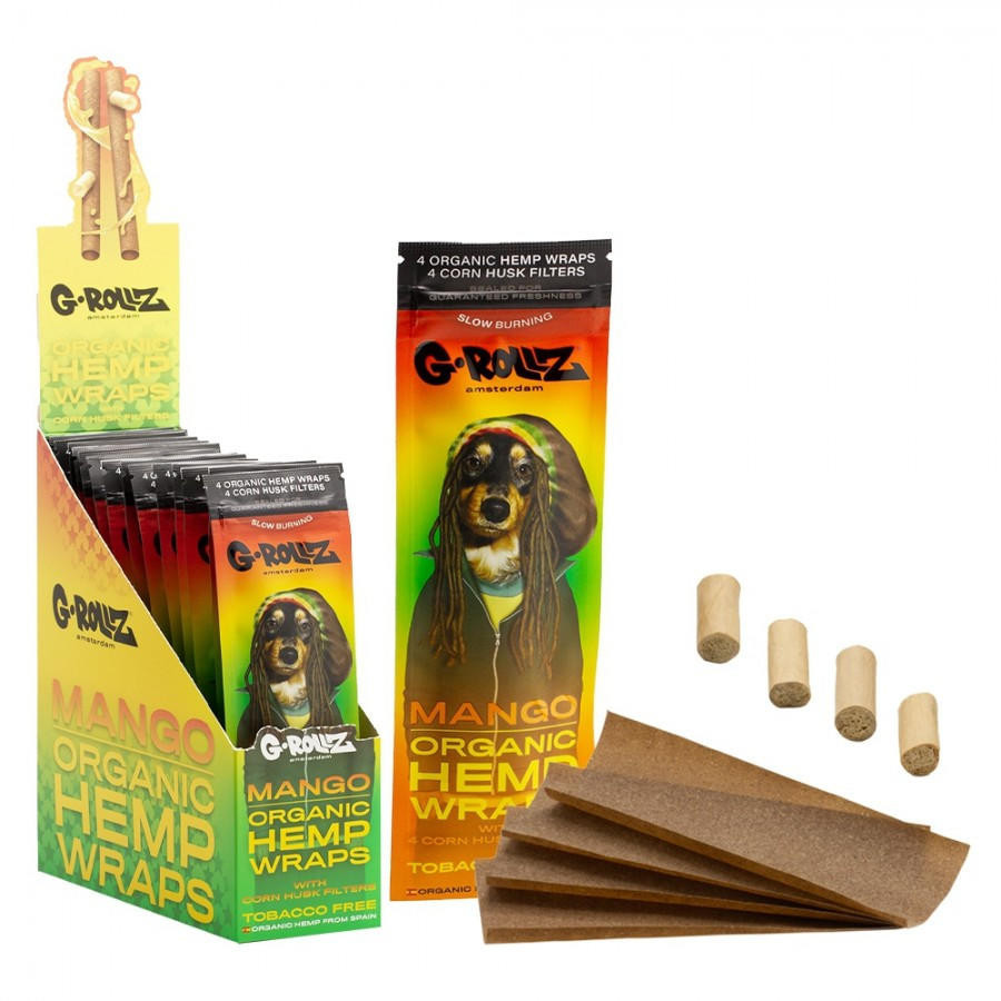 G-ROLLZ - FLAVORED HEMP WRAPS + CORN HUSK TIPS 4/PK - 15CT DISPLAY