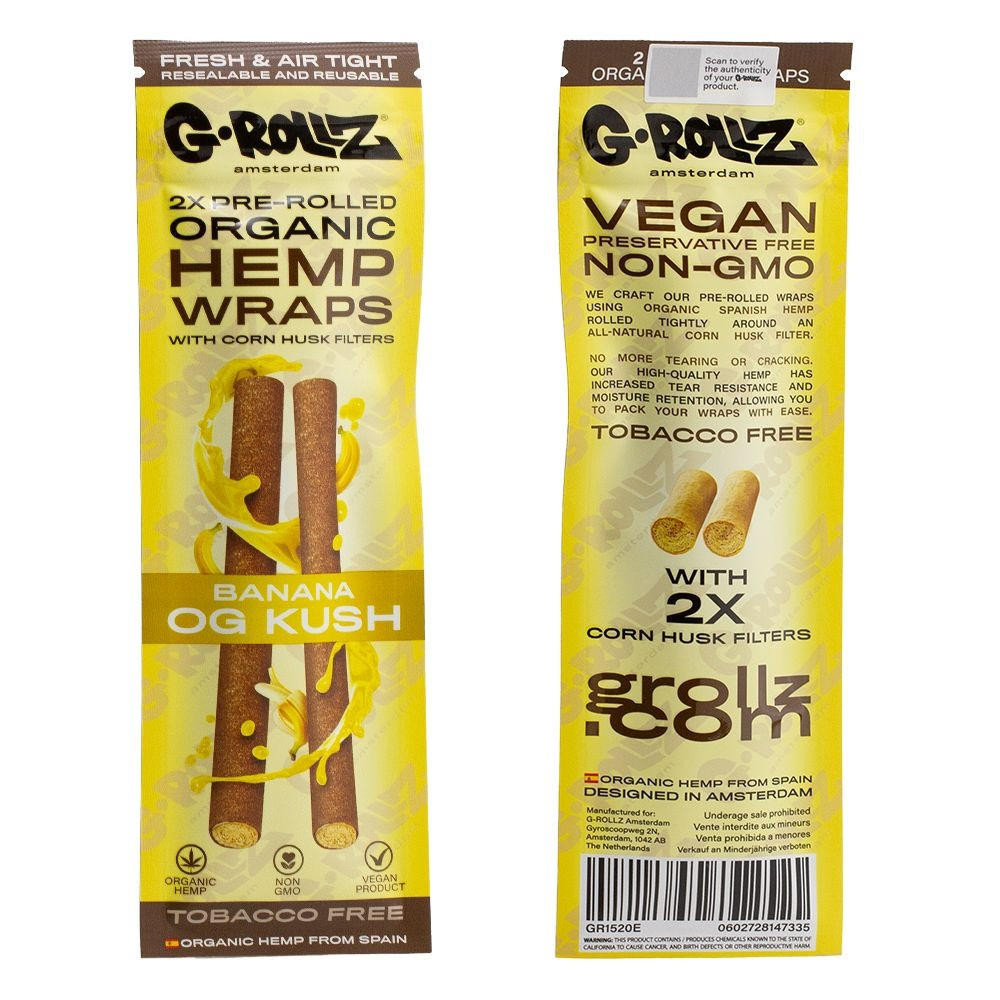 G-ROLLZ - FLAVORED PRE-ROLLED ORGANIC HEMP WRAPS 2/PK - 15CT DISPLAY