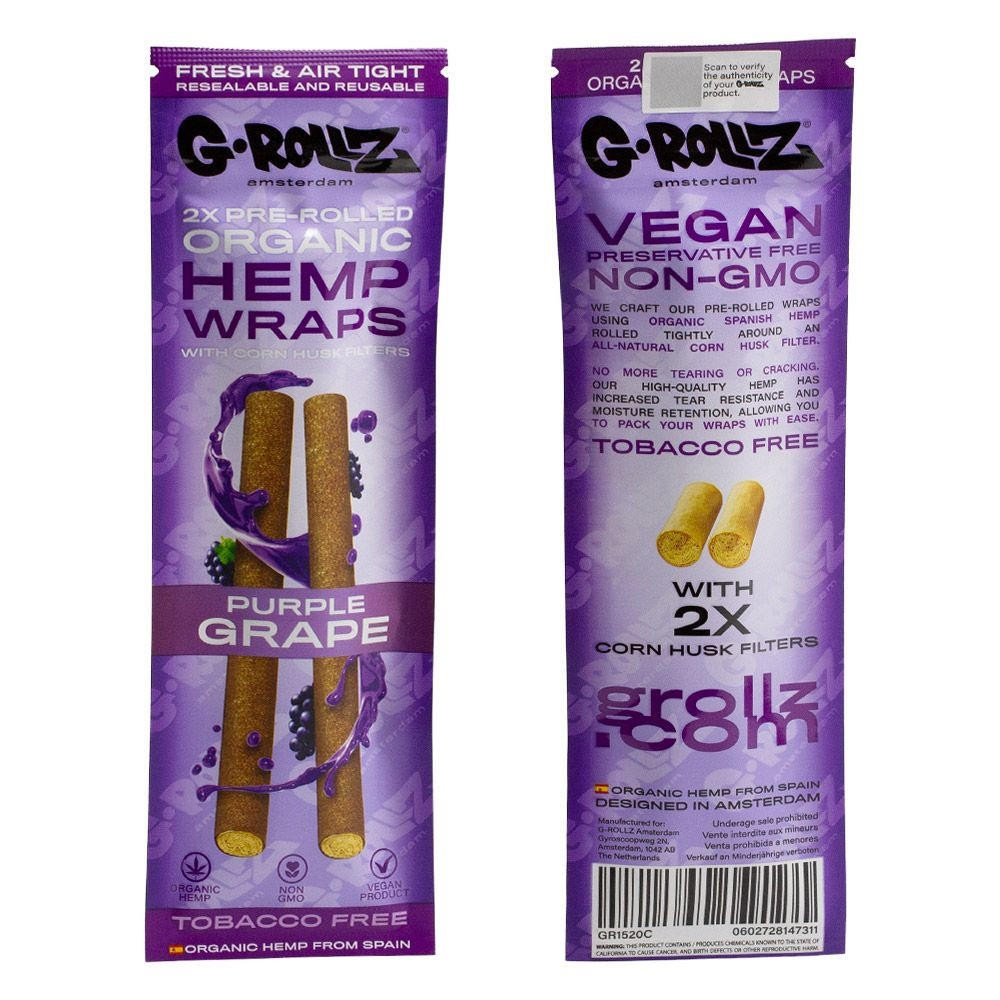 G-ROLLZ - FLAVORED PRE-ROLLED ORGANIC HEMP WRAPS 2/PK - 15CT DISPLAY