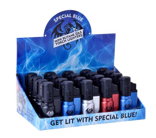 SPECIAL BLUE DUAL MINI PLASTIC TORCH - DISPLAY OF 20CT