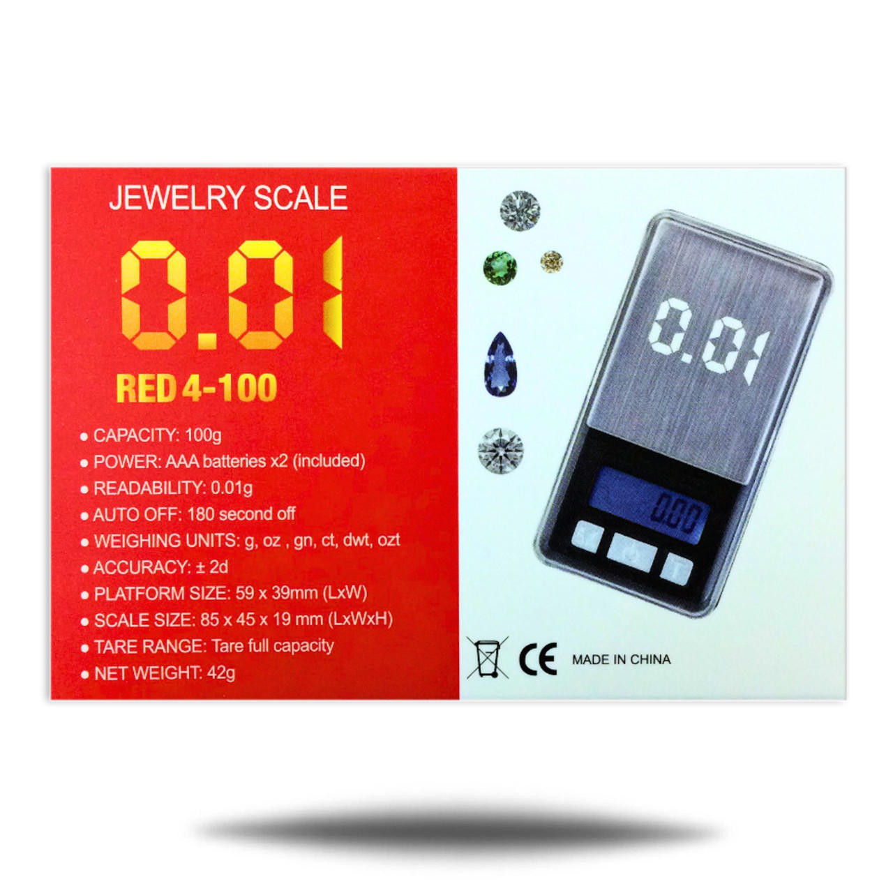 RED 4-100 DIGITAL SCALE - 100x0.01g