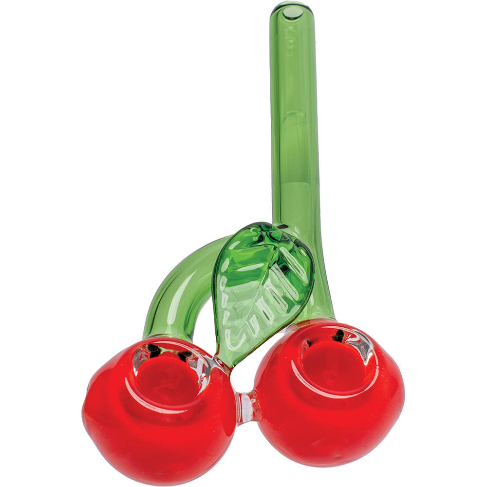 DOUBLE CHERRY GLASS HAND PIPE 6"