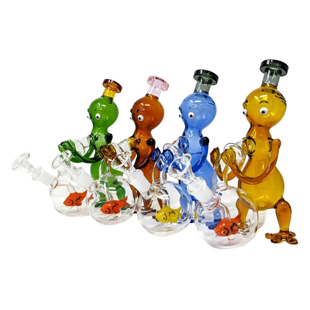 LOOKAH - 11.5" CREEPY FACE W/ MULTI MUSHROOM PERC WATER PIPE